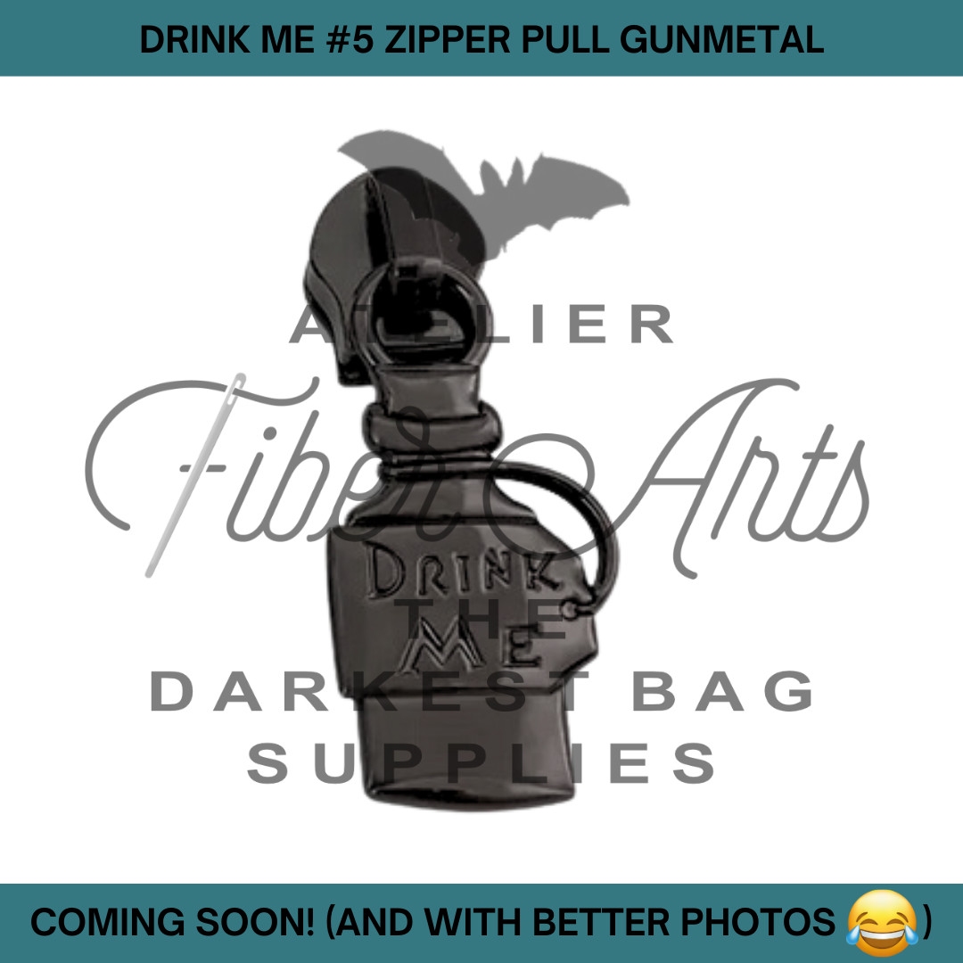 COMING SOON! #5 Drink Me in Nylon Zipper Pulls in Gunmetal - 3pcs ...