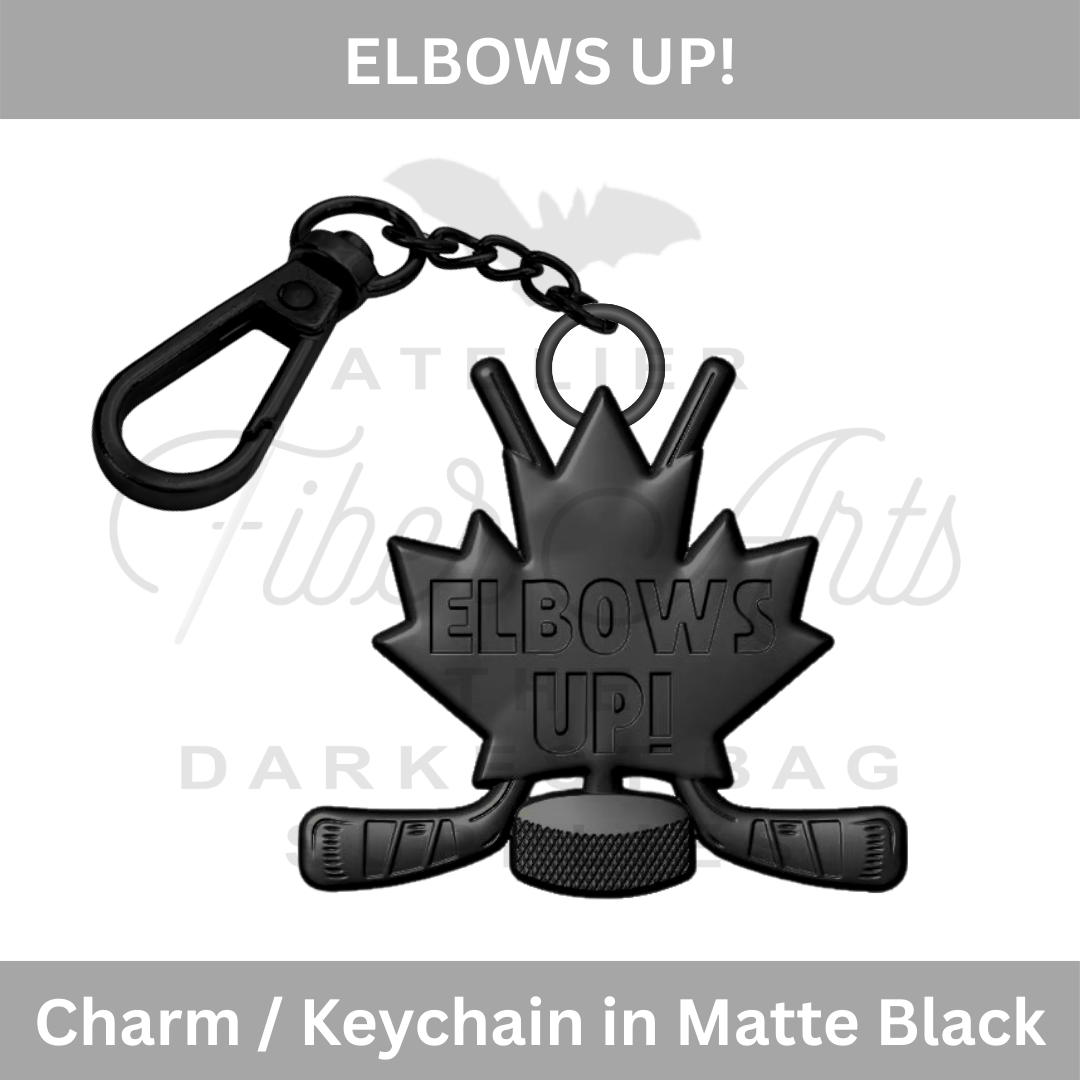 PRE-SALE Elbows Up! Keychain/Charm in Matte Black – Atelier Fiber Arts