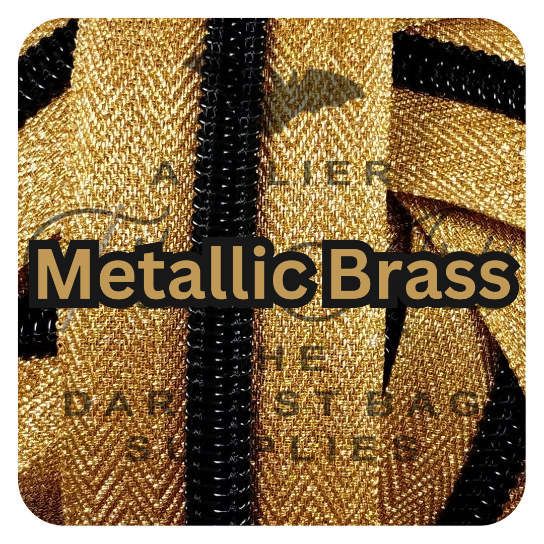 #5 Zipper - Brass - Black Teeth - Metallic Silk – Atelier Fiber Arts