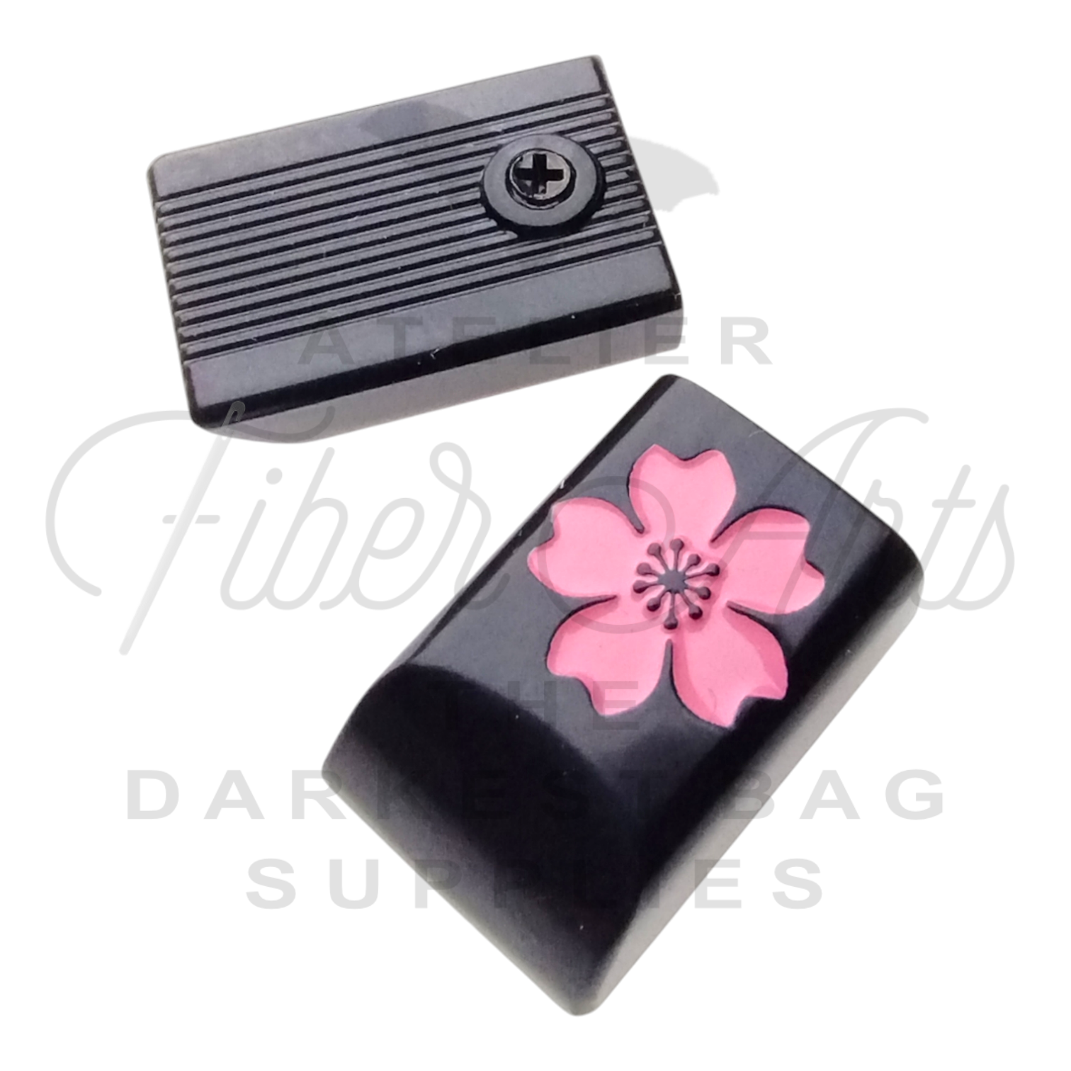 Zipper Ends - Matte Black and Enamel Cherry Blossom – Atelier Fiber Arts